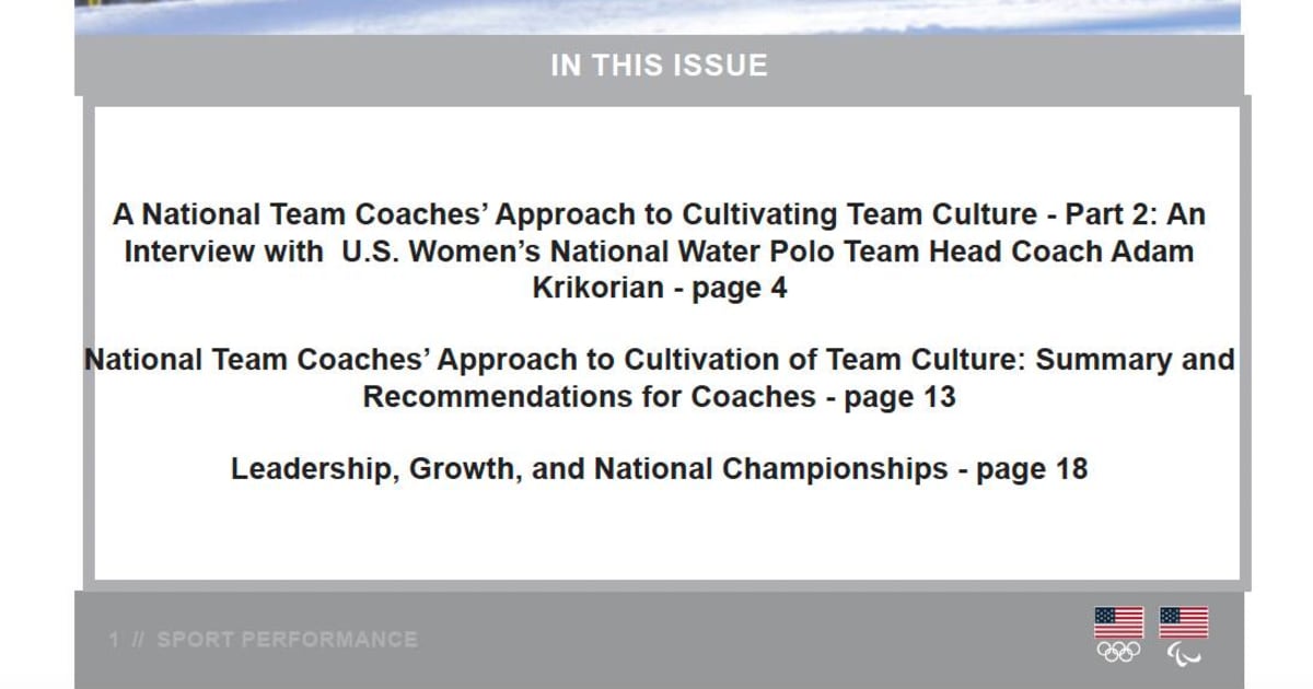 USOPC | Olympic & Paralympic Coach Magazine